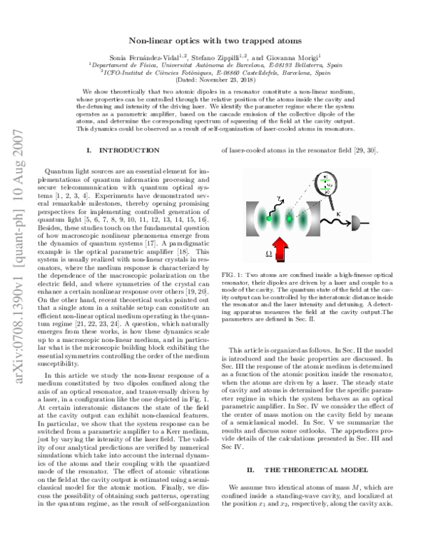 (PDF) Nonlinear optics with two trapped atoms