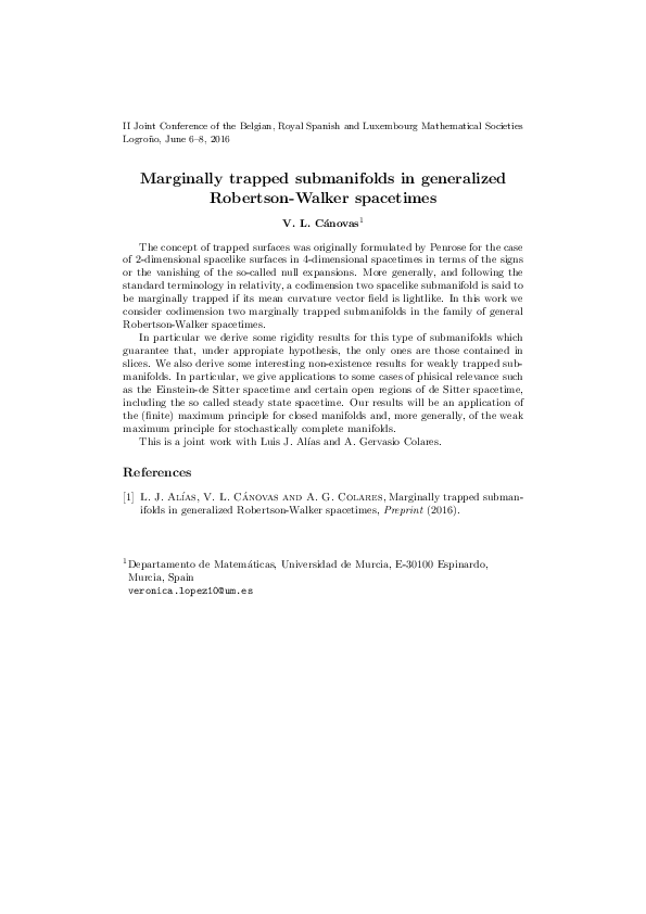 (PDF) Marginally trapped submanifolds in generalized Robertson–Walker ...