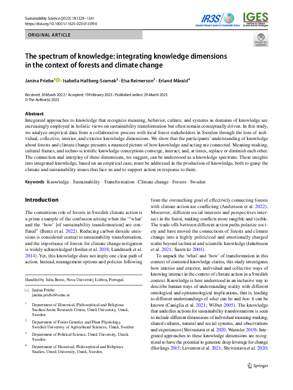 (PDF) The spectrum of knowledge: integrating knowledge dimensions in the context of forests and ...