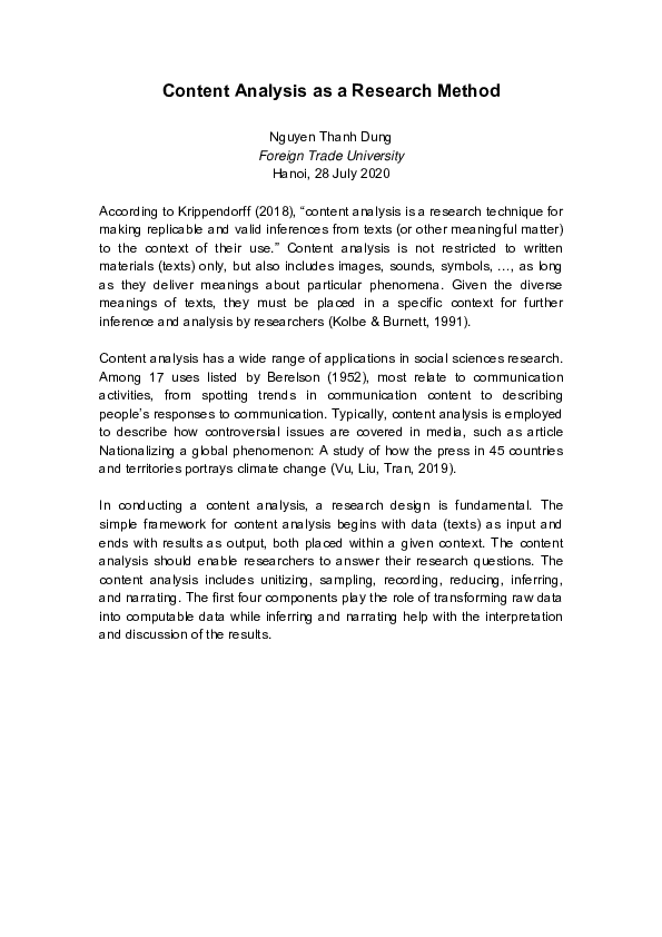 (PDF) Content Analysis as a Research Method