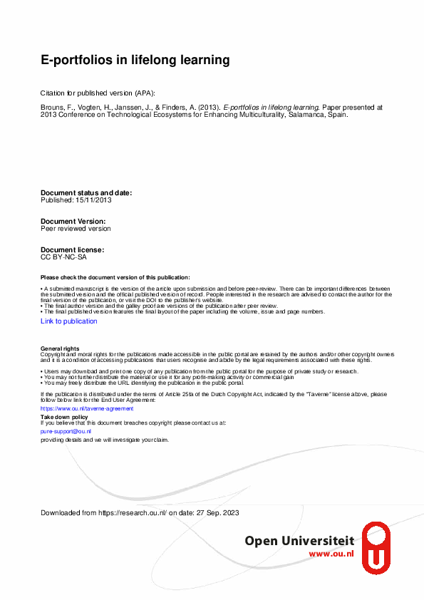 (PDF) E-portfolios in lifelong learning