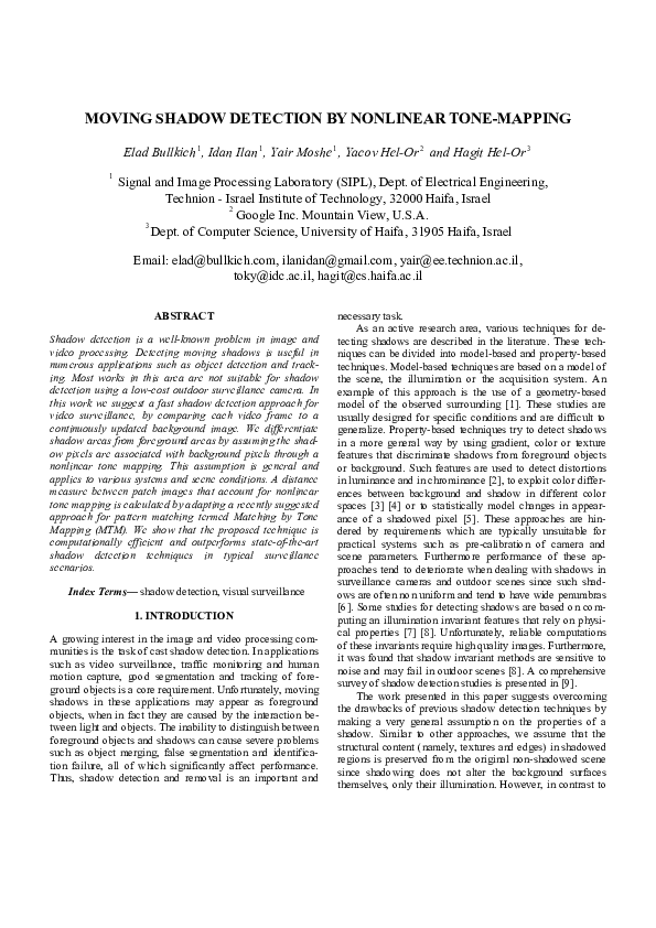 (PDF) Moving shadow detection by nonlinear Tone-Mapping