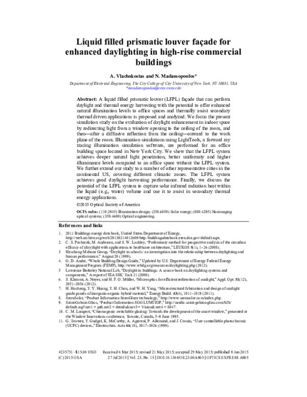 (PDF) Liquid filled prismatic louver façade for enhanced daylighting in ...
