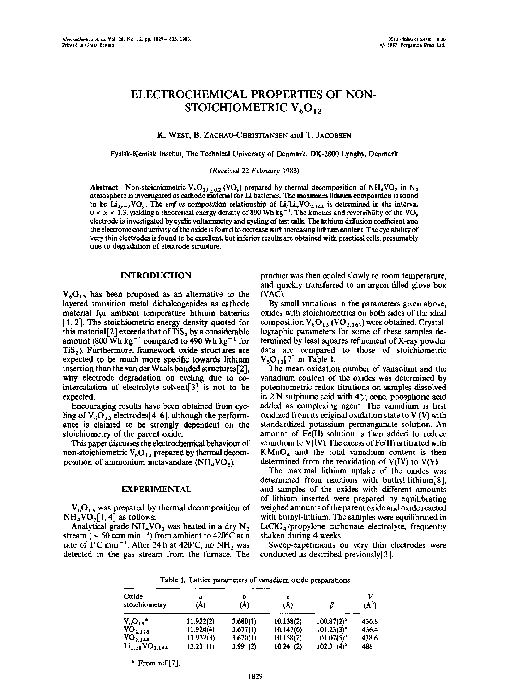 (PDF) Electrochemical properties of non-stoichiometric V6O13
