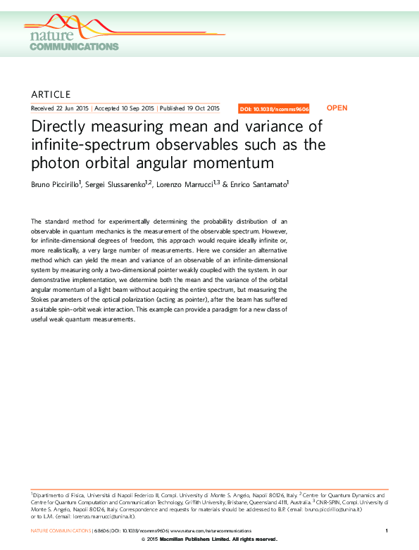 (PDF) Directly measuring mean and variance of infinite-spectrum observables such as the photon ...