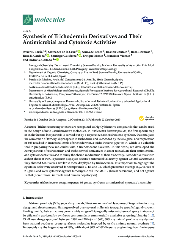 (PDF) Synthesis of Trichodermin Derivatives and Their Antimicrobial and Cytotoxic Activities