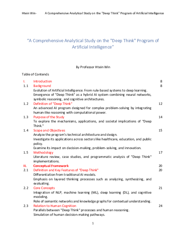 (PDF) "A Comprehensive Analytical Study on the "Deep Think" Program of ...