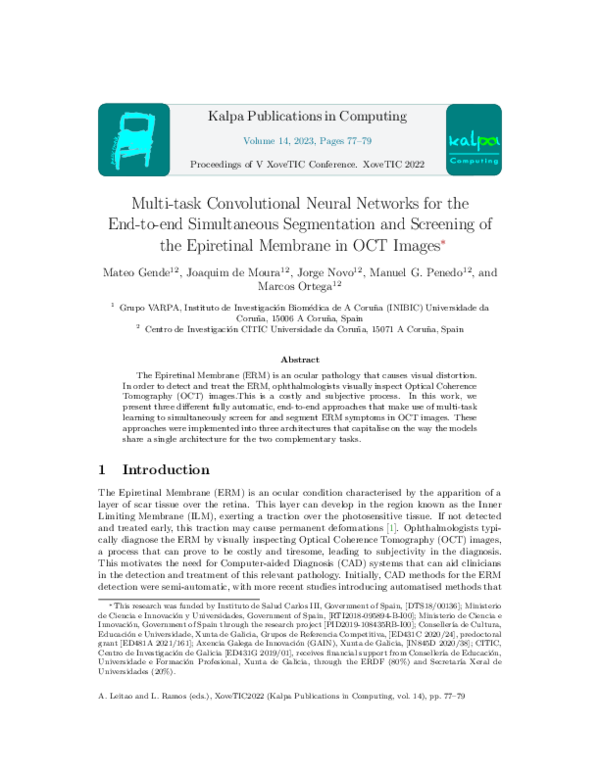 (PDF) Multi-task Convolutional Neural Networks for the End-to-end Simultaneous Segmentation and ...