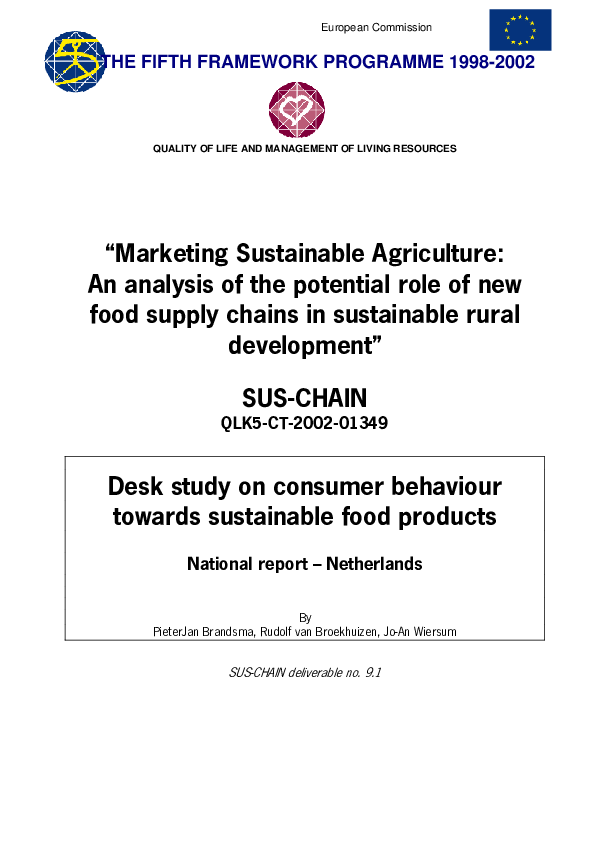 (PDF) “Marketing Sustainable Agriculture: An analysis of the potential ...