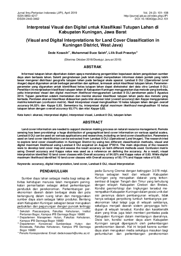(PDF) Visual and Digital Interpretations for Land Cover Classification in Kuningan District ...