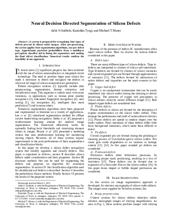 (PDF) Neural decision directed segmentation of silicon defects
