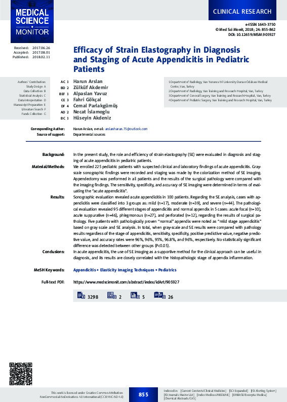 (PDF) Efficacy of Strain Elastography in Diagnosis and Staging of Acute ...