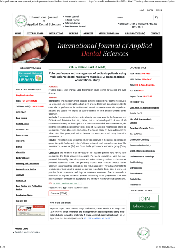 (PDF) Color preference and management of pediatric patients using multi ...
