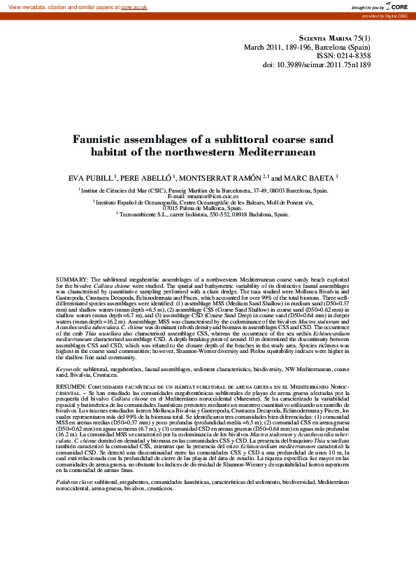 (PDF) Comunidades faunísticas de un hábitat sublitoral de arena gruesa ...