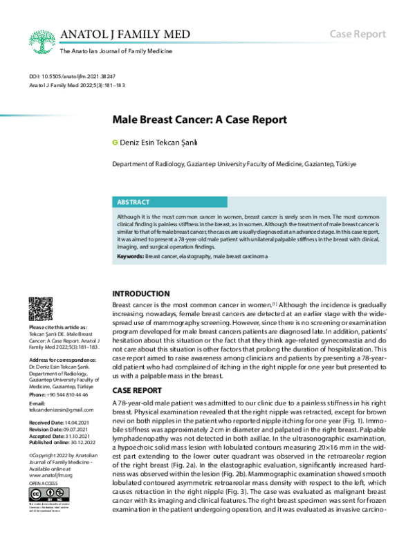 (PDF) A male breast cancer case