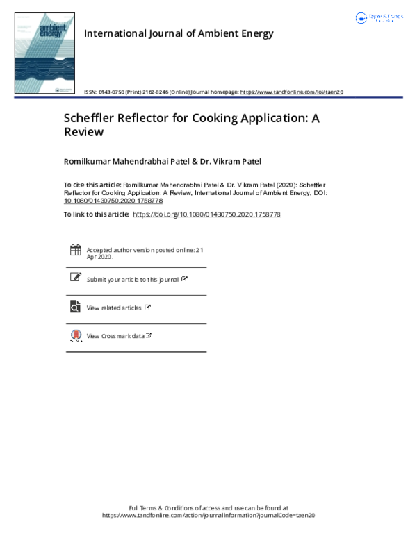 (PDF) Scheffler reflector for cooking application: a review
