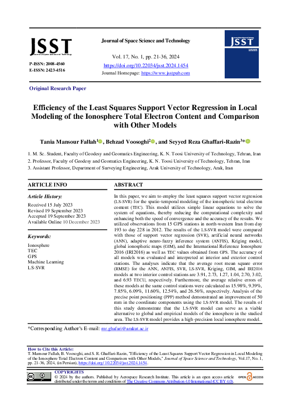 (PDF) Efficiency of the Least Squares Support Vector Regression in Local Modeling of the ...