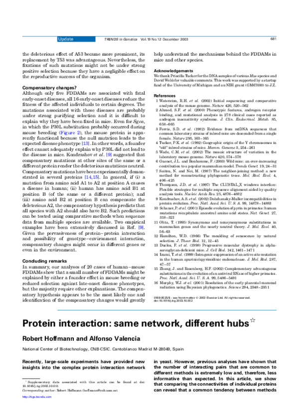 (PDF) Protein interaction: same network, different hubs