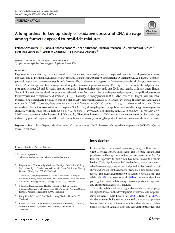(PDF) A longitudinal follow-up study of oxidative stress and DNA damage ...