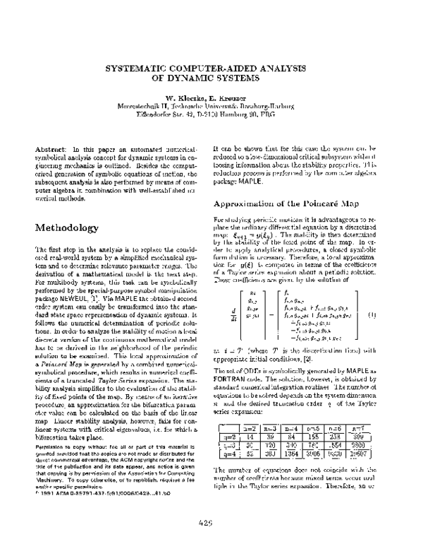 (PDF) Systematic computer-aided analysis of dynamic systems