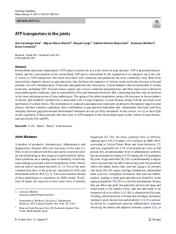 (PDF) ATP transporters in the joints