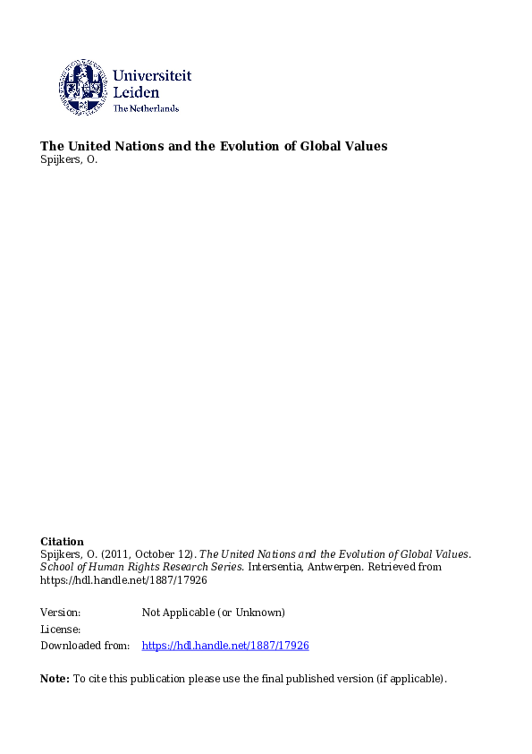 (PDF) The United Nations and the Evolution of Global Values