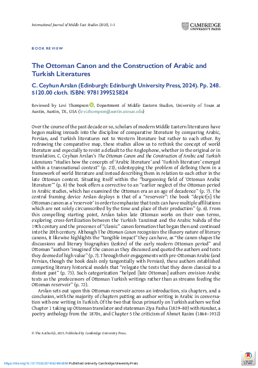 (PDF) International Journal of Middle East Studies review by Levi ...