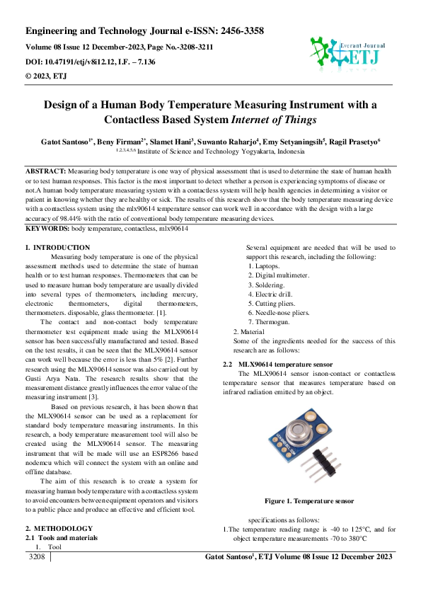 (PDF) Design of a Human Body Temperature Measuring Instrument with a Contactless Based System ...