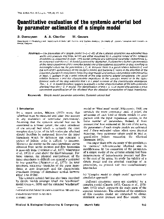 (PDF) Quantitative evaluation of the systemic arterial bed by parameter estimation of a simple model