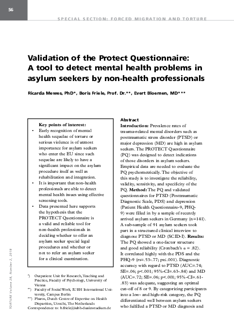 (PDF) Validation of the Protect Questionnaire: A tool to detect mental ...