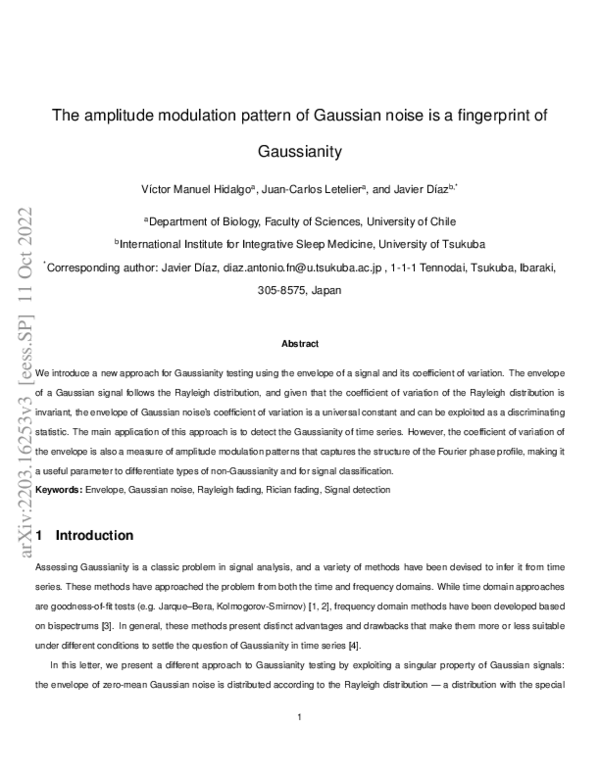 (PDF) The amplitude modulation pattern of Gaussian noise is a ...