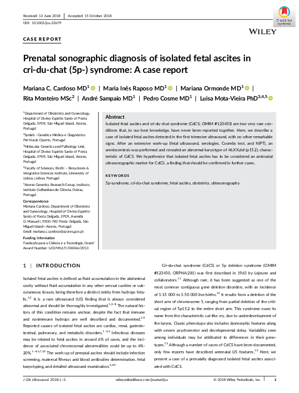 (PDF) Prenatal sonographic diagnosis of isolated fetal ascites in cri ...