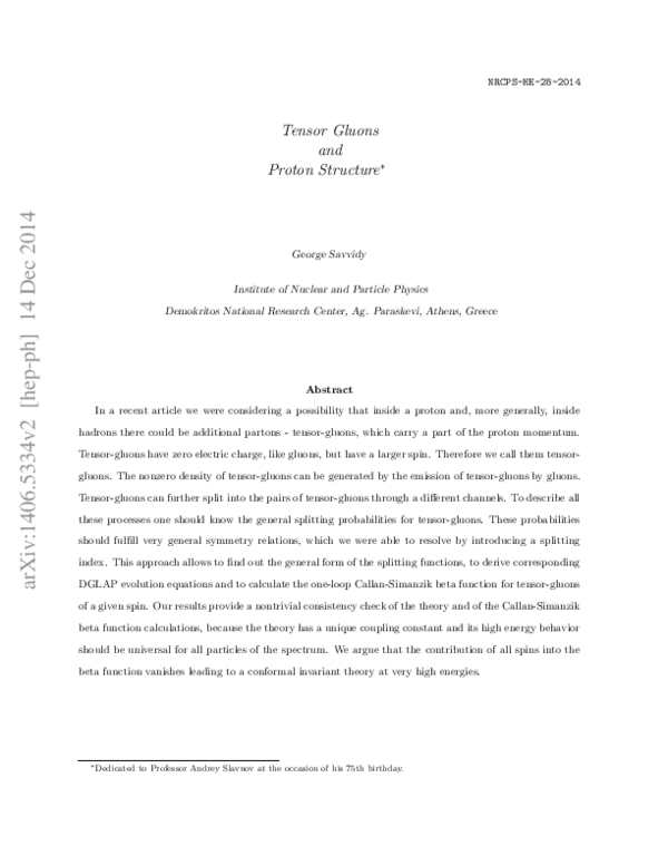(PDF) Tensor gluons and proton structure