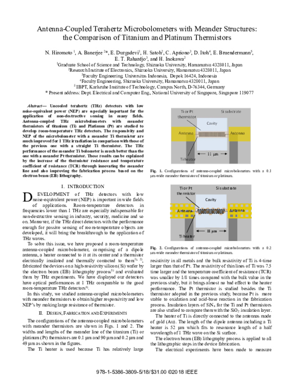 (PDF) Antenna-Coupled Terahertz Microbolometers with Meander Structures ...