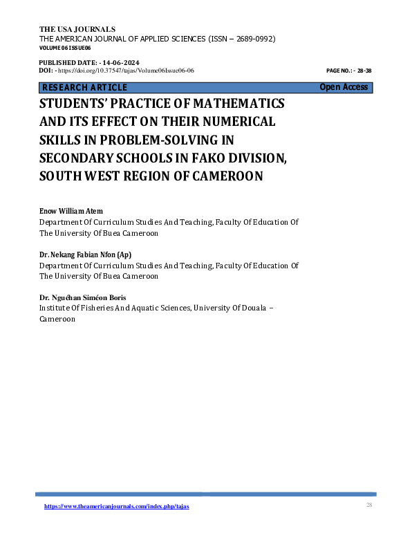 (PDF) STUDENTS' PRACTICE OF MATHEMATICS AND ITS EFFECT ON THEIR ...