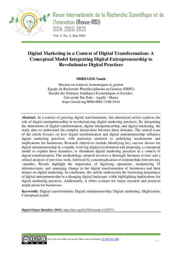 (PDF) Digital Marketing in a Context of Digital Transformation: A Conceptual Model Integrating ...