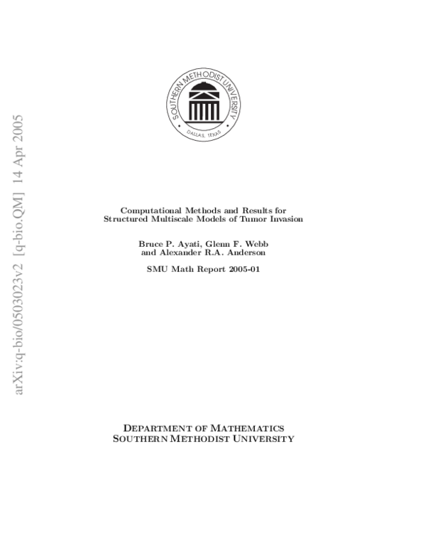 (PDF) Multiscale Models of Tumor Invasion