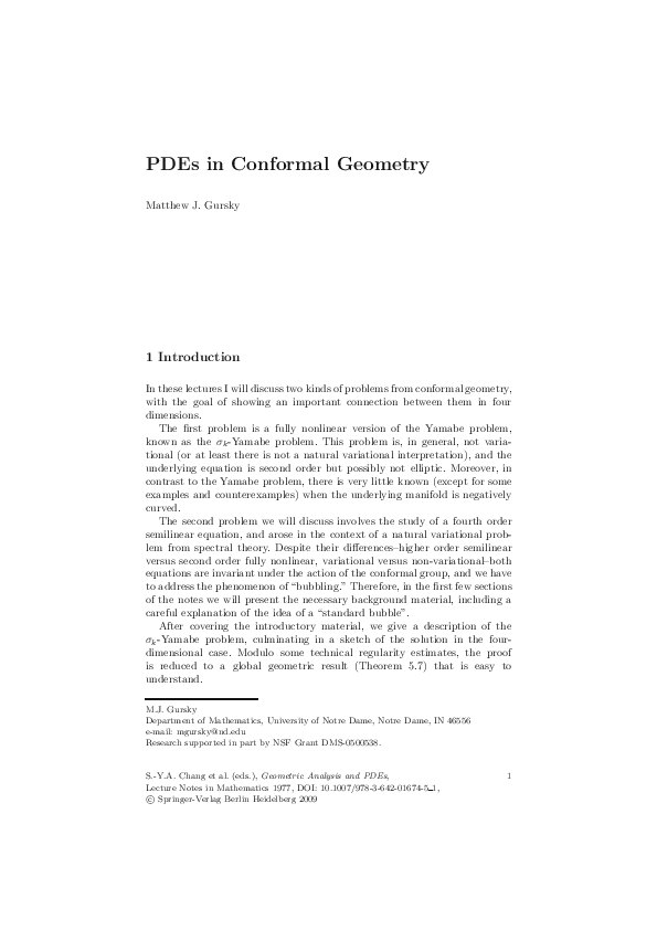 (PDF) Geometric Analysis and PDEs