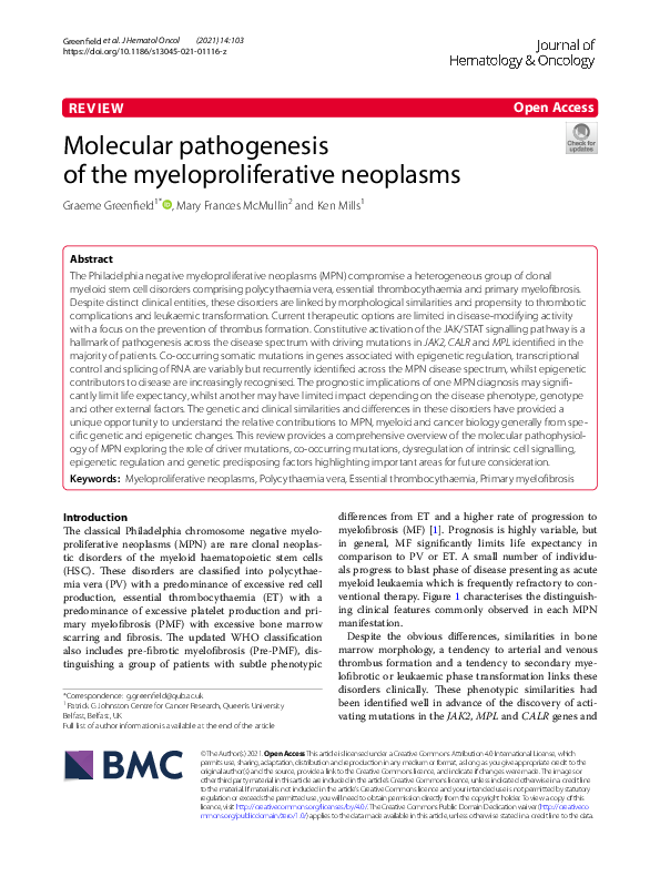 (PDF) Molecular pathogenesis of the myeloproliferative neoplasms