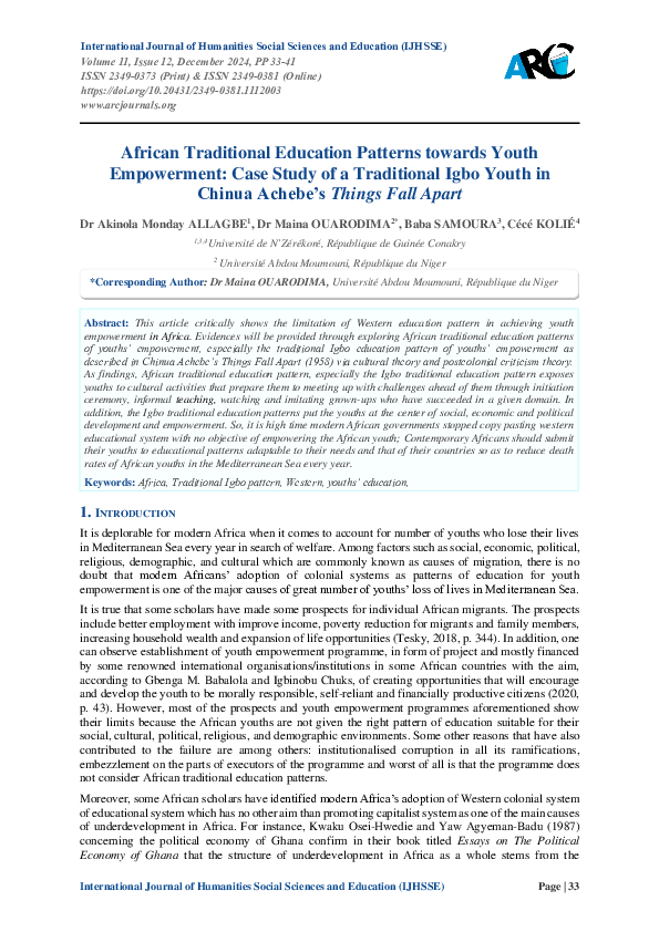 (PDF) African Traditional Education Patterns towards Youth Empowerment ...