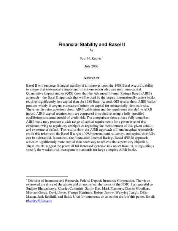 (PDF) Financial stability and Basel II