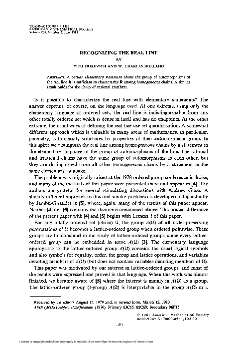 (PDF) Recognizing the real line