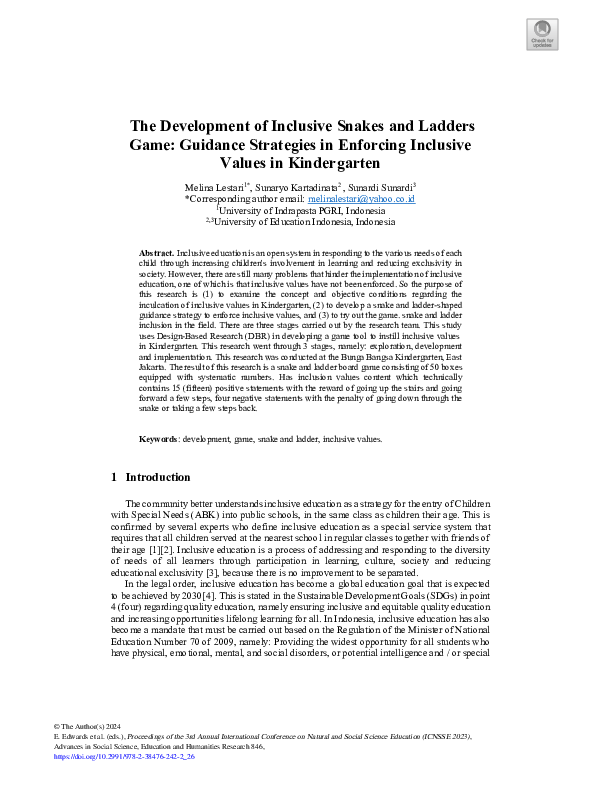 (PDF) The Development of Inclusive Snakes and Ladders Game: Guidance ...