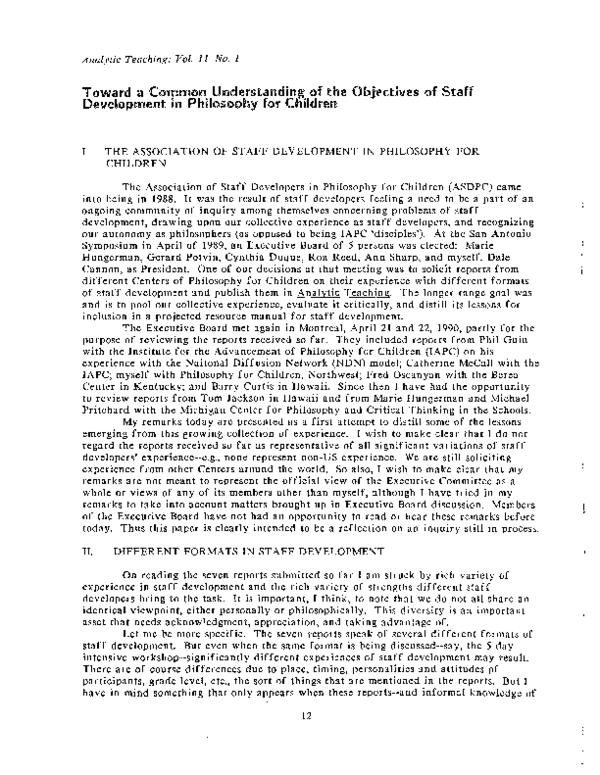 (PDF) Toward a Common Understanding of the Objectives of Staff ...