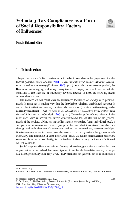 (PDF) Voluntary Tax Compliances as a Form of Social Responsibility ...