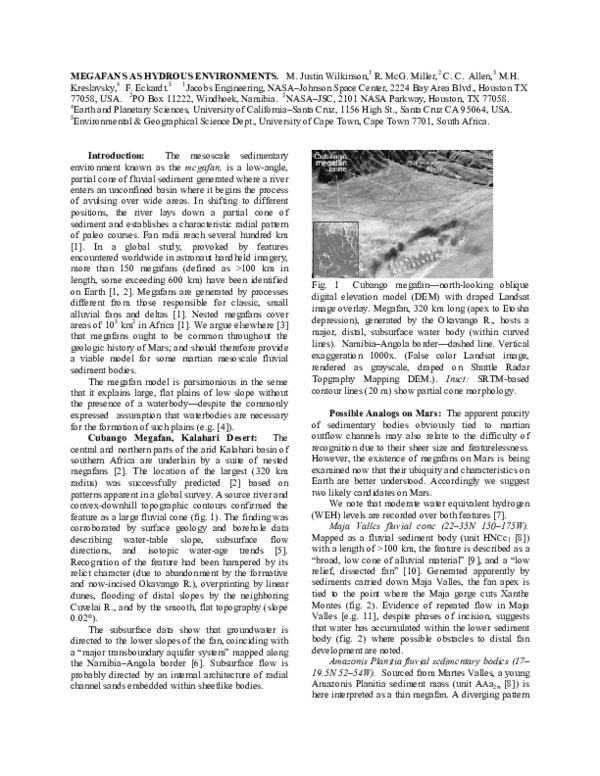 (PDF) Megafans as Hydrous Environments