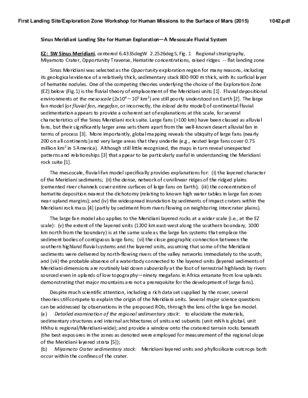 (PDF) Sinus Meridiani Landing Site for Human Exploration —- A Mesoscale ...