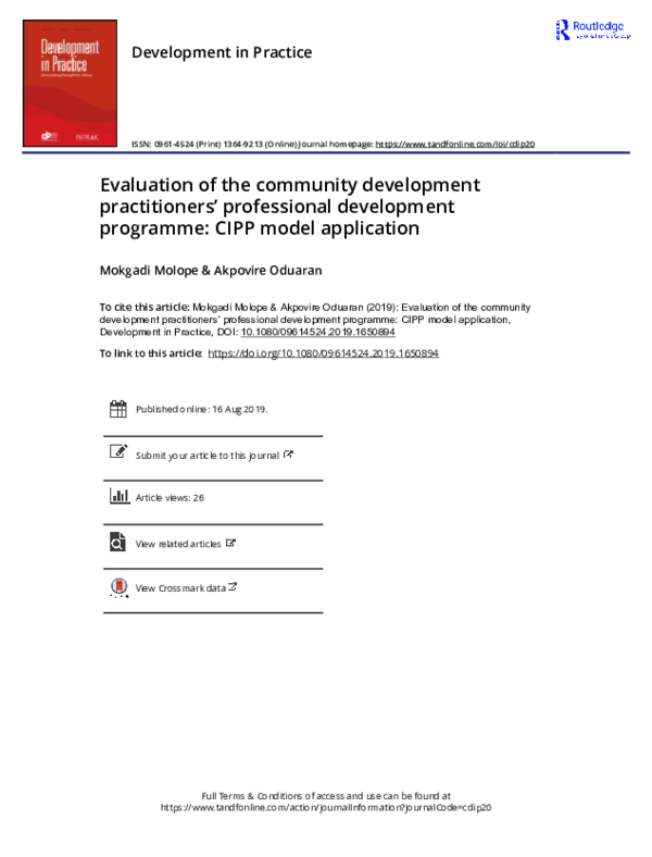(PDF) Evaluation of the community development practitioners ...