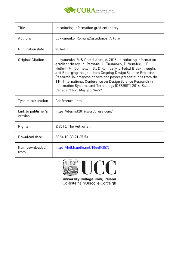 (PDF) Introducing information gradient theory