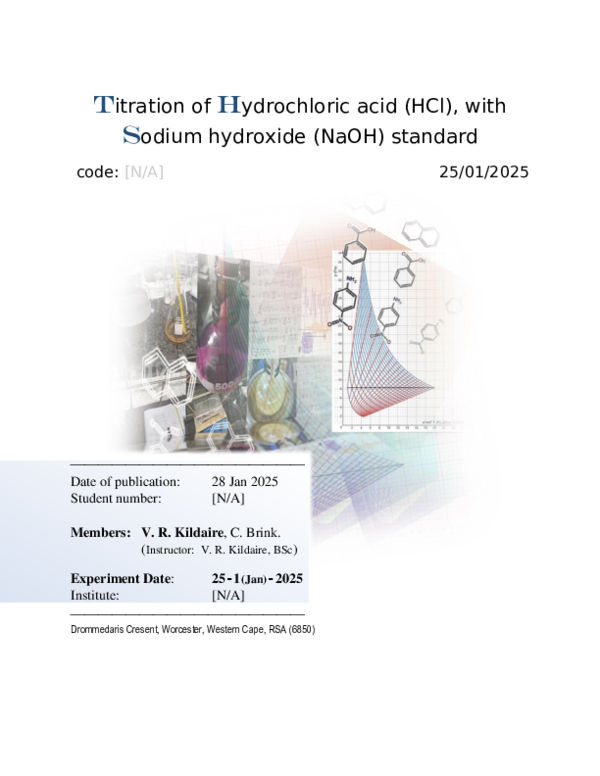 (PDF) Titration of hydrochloric acid (HCl), with sodium hydroxide (NaOH) standard.
